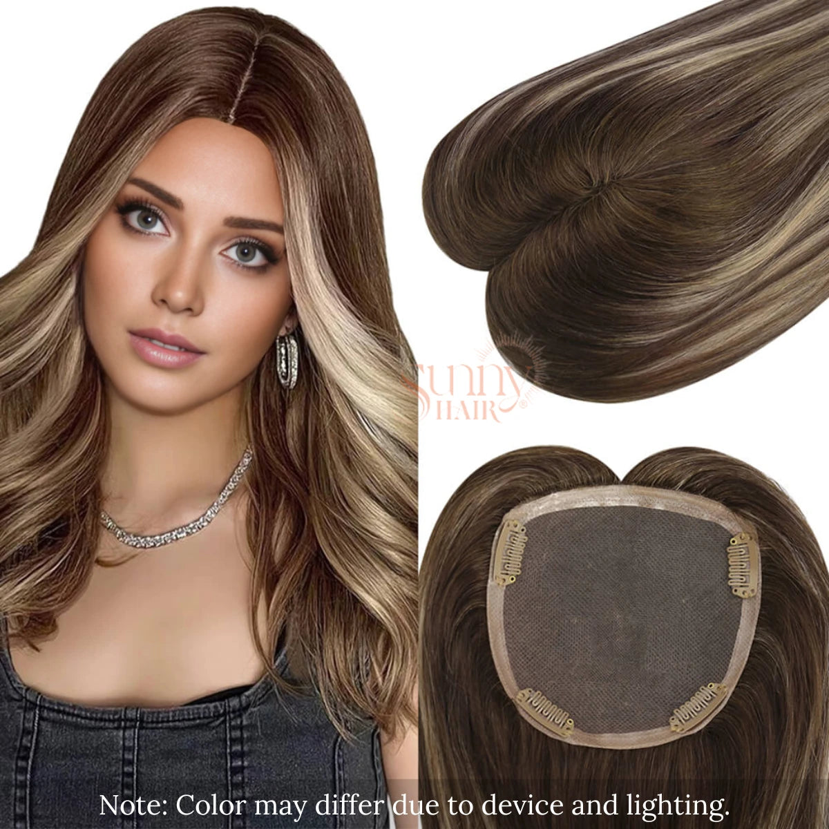 Clip In Hair Toppers for Volume and Length with Blonde Highlights ...