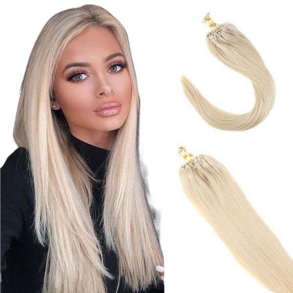 Pre Bonded Micro Ring Human Hair Extensions Micro Loop Bead Real Human ...