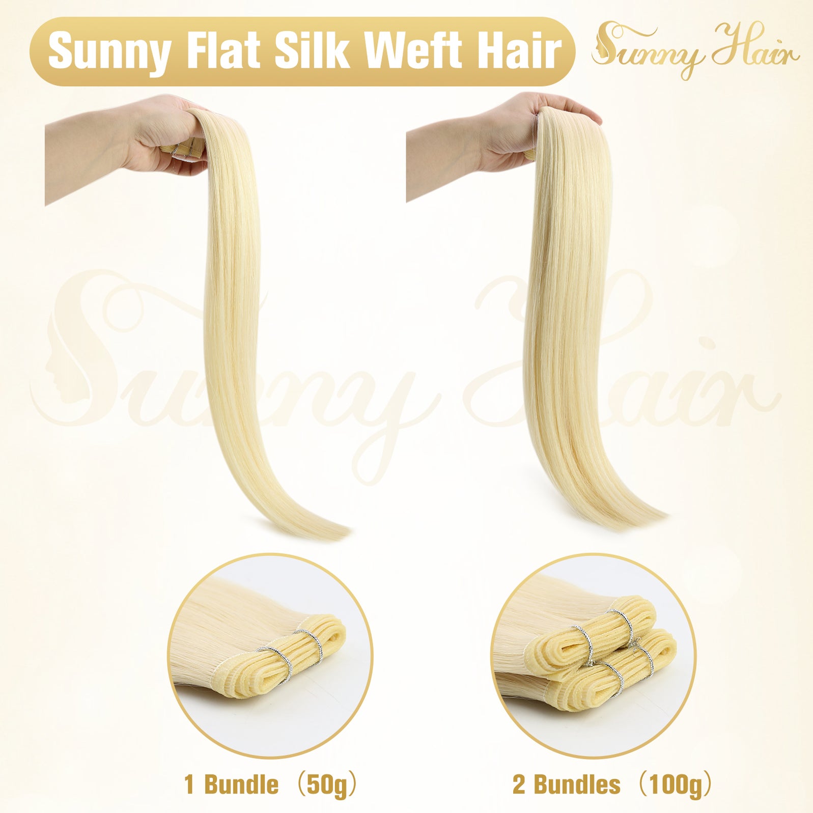 Virgin Hair Flat Silk Weft in Hair — SunnyHair